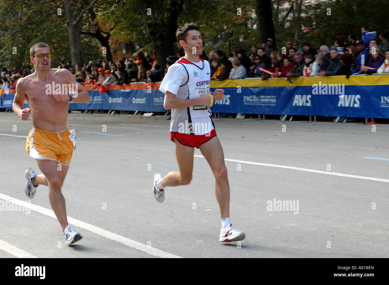 NYC Male runners for New York City Marathon 2006 in Central Park Stock ...