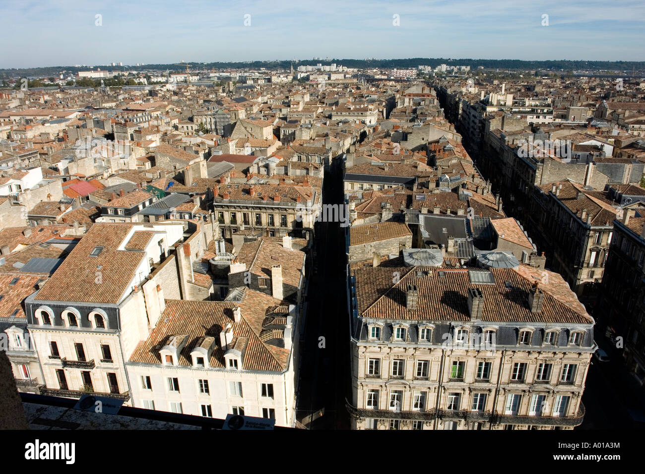 traditional houses and roofs of Bordeaux seen from the Pey Berland ...