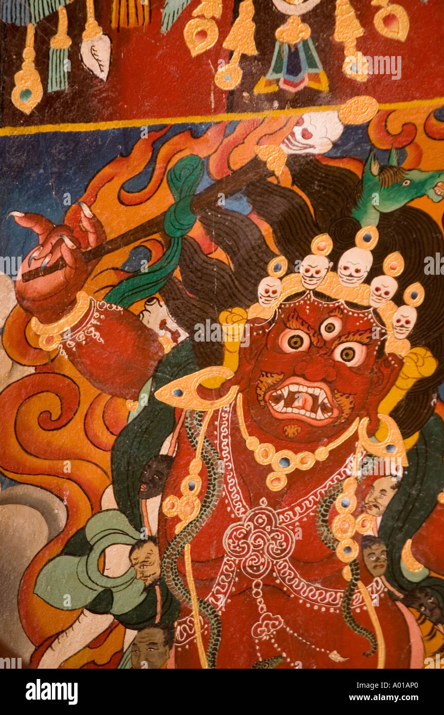Red Chakrasamvara yidam mural painting Rumtek monastery Gangtok Sikkim ...