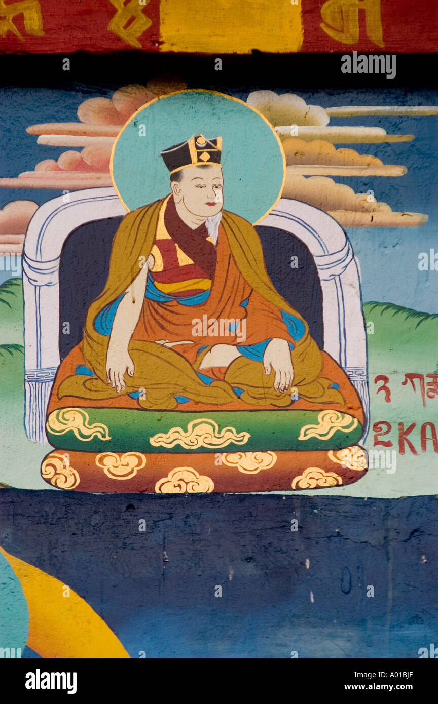 Karmapa mural painting in Rumtek monastery Gangtok Sikkim India Stock ...