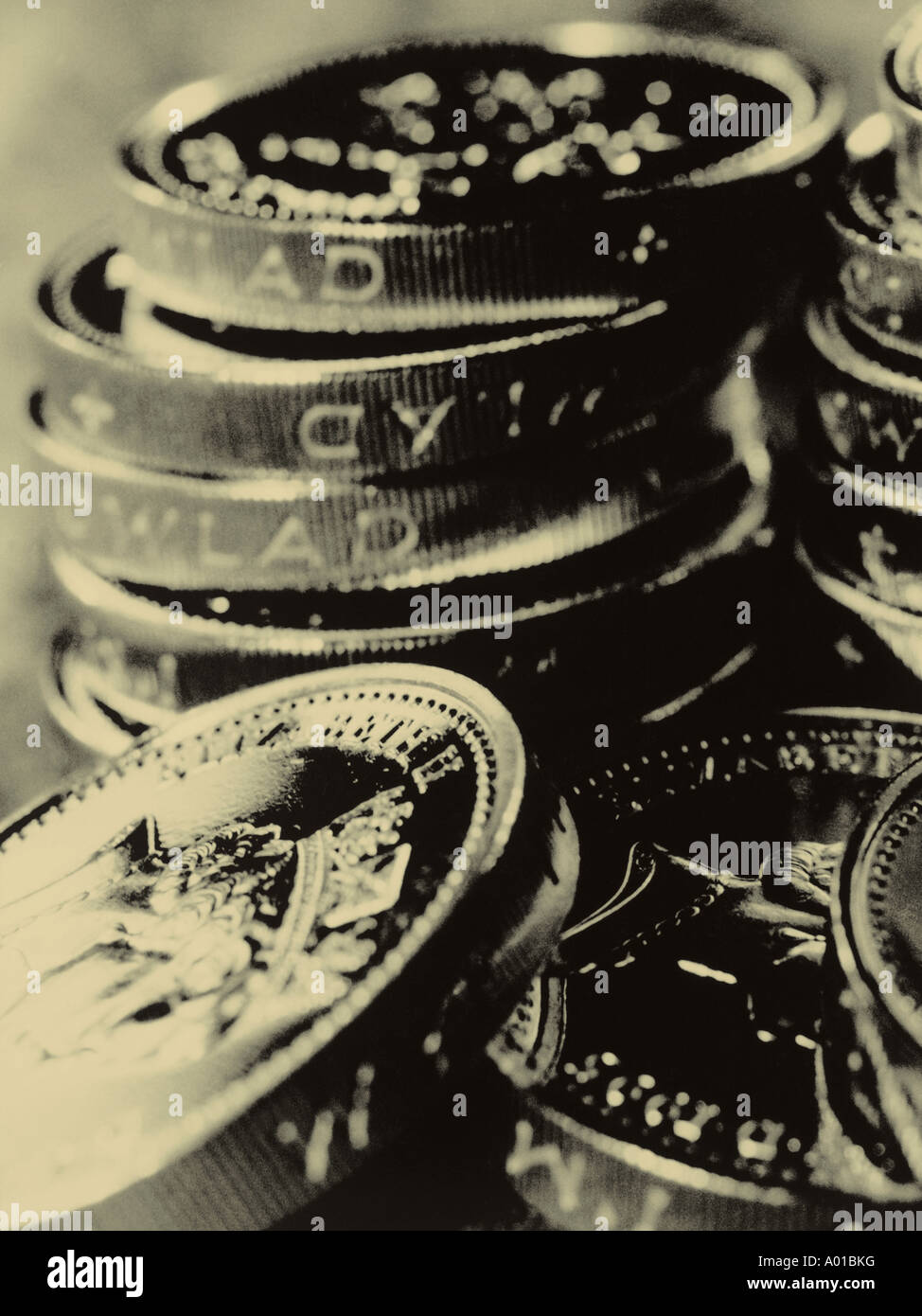 Stack of one pound sterling coins Stock Photo - Alamy