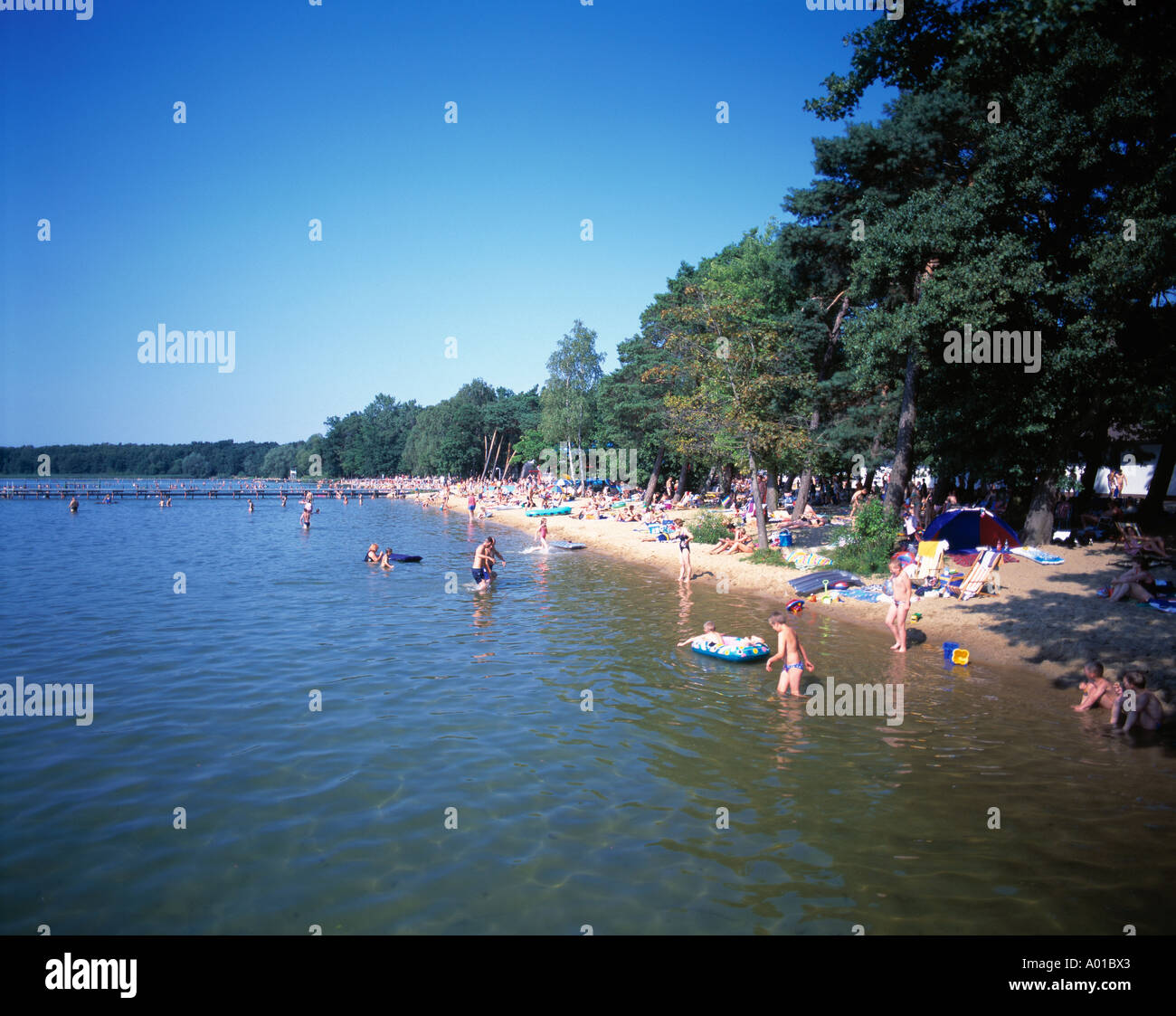 Menschen im Freibad, Strandbad am Arendsee in Arendsee, Altmark Stock ...