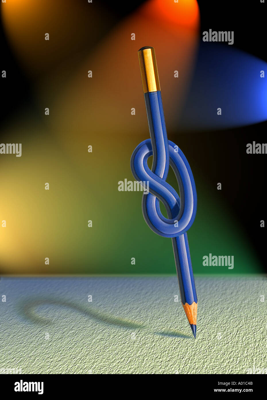 knotted pencil dropping question mark shadow Stock Photo - Alamy