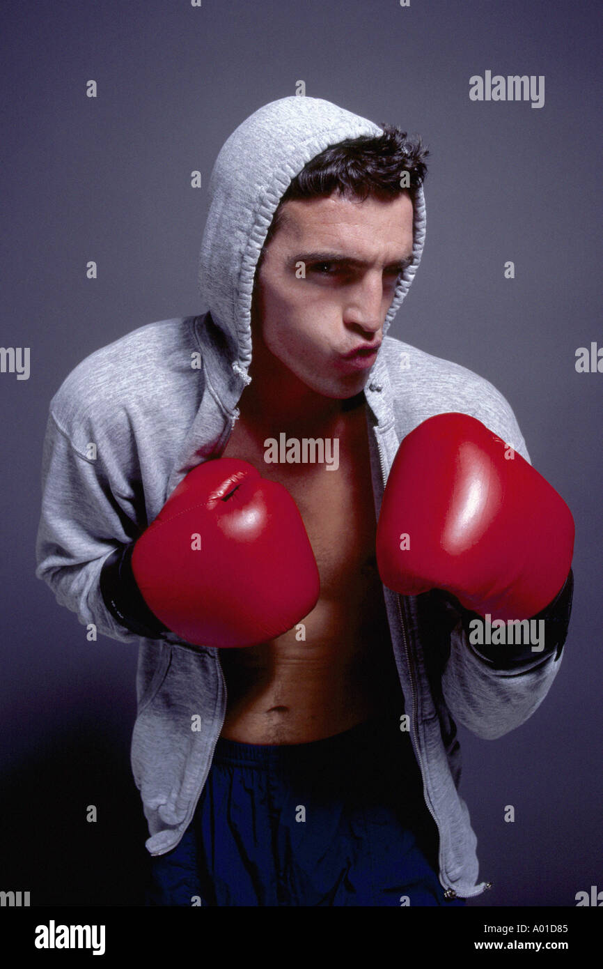 Boxer training wearing tracksuit Stock Photo - Alamy