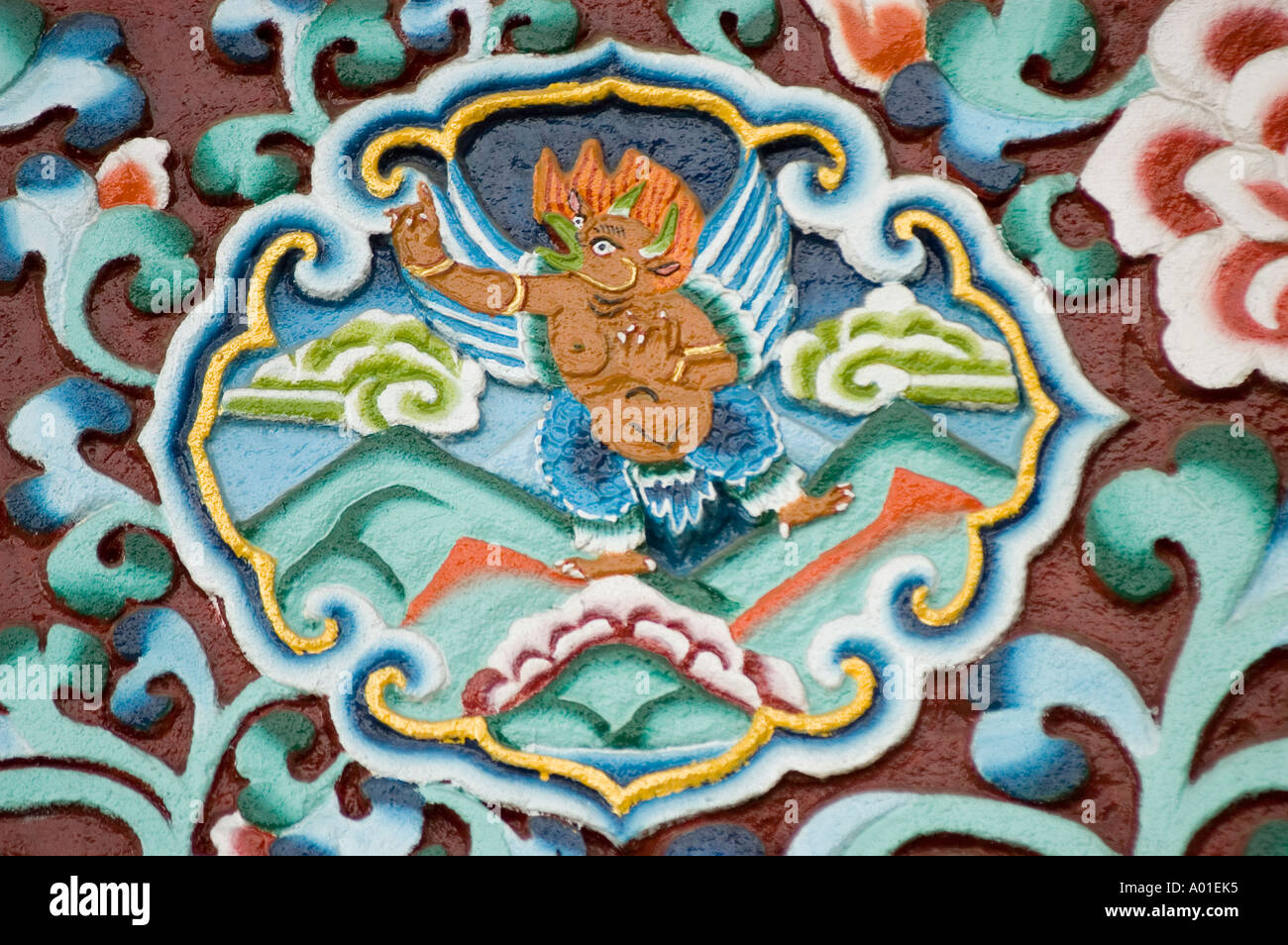 Garuda bas relief in Druk Thubten Sangag Choeling monastery headquarter ...