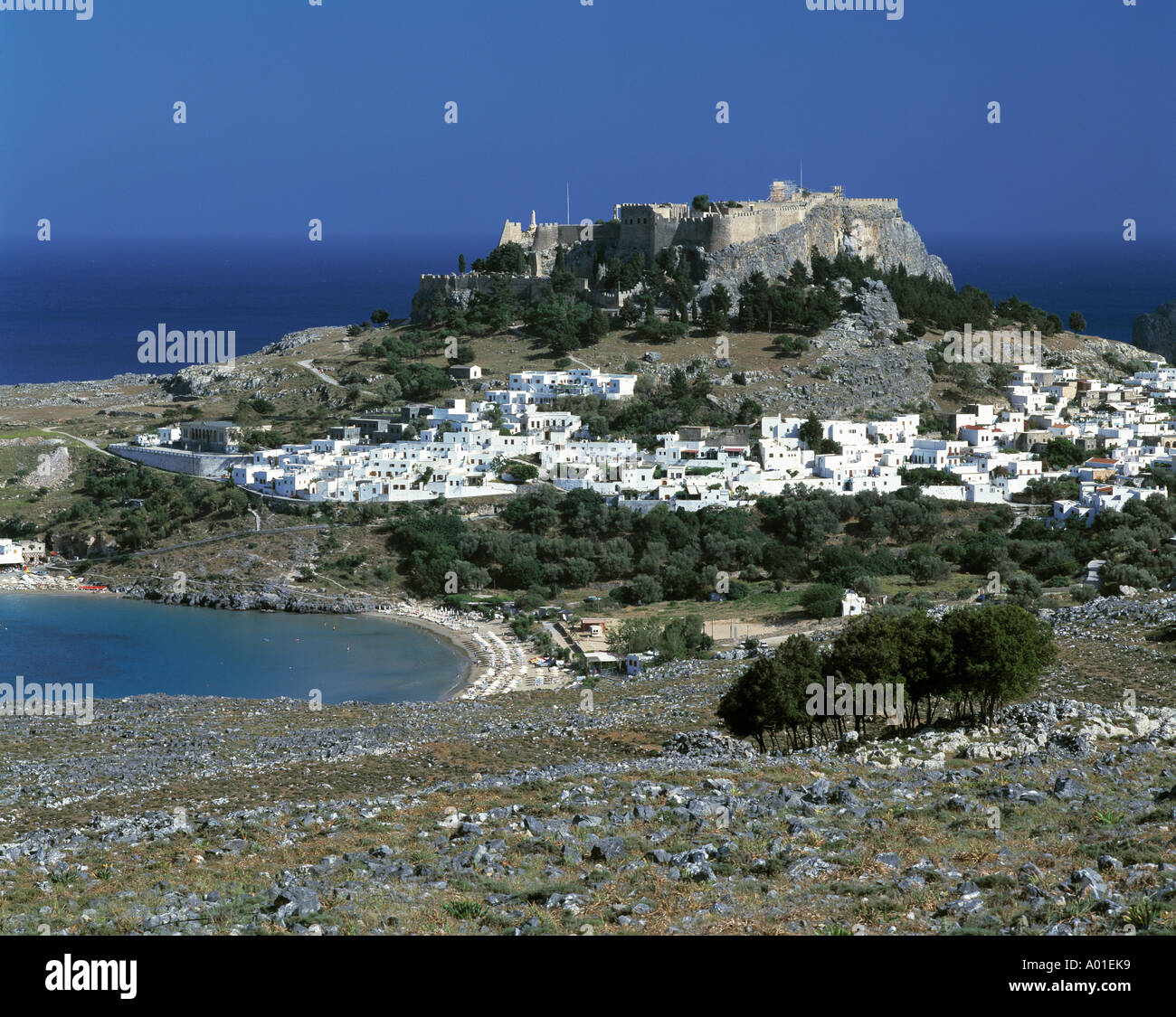 Stadtansicht mit Akropolis-Felsen und Akropolis, Burg, weisse Stadt ...
