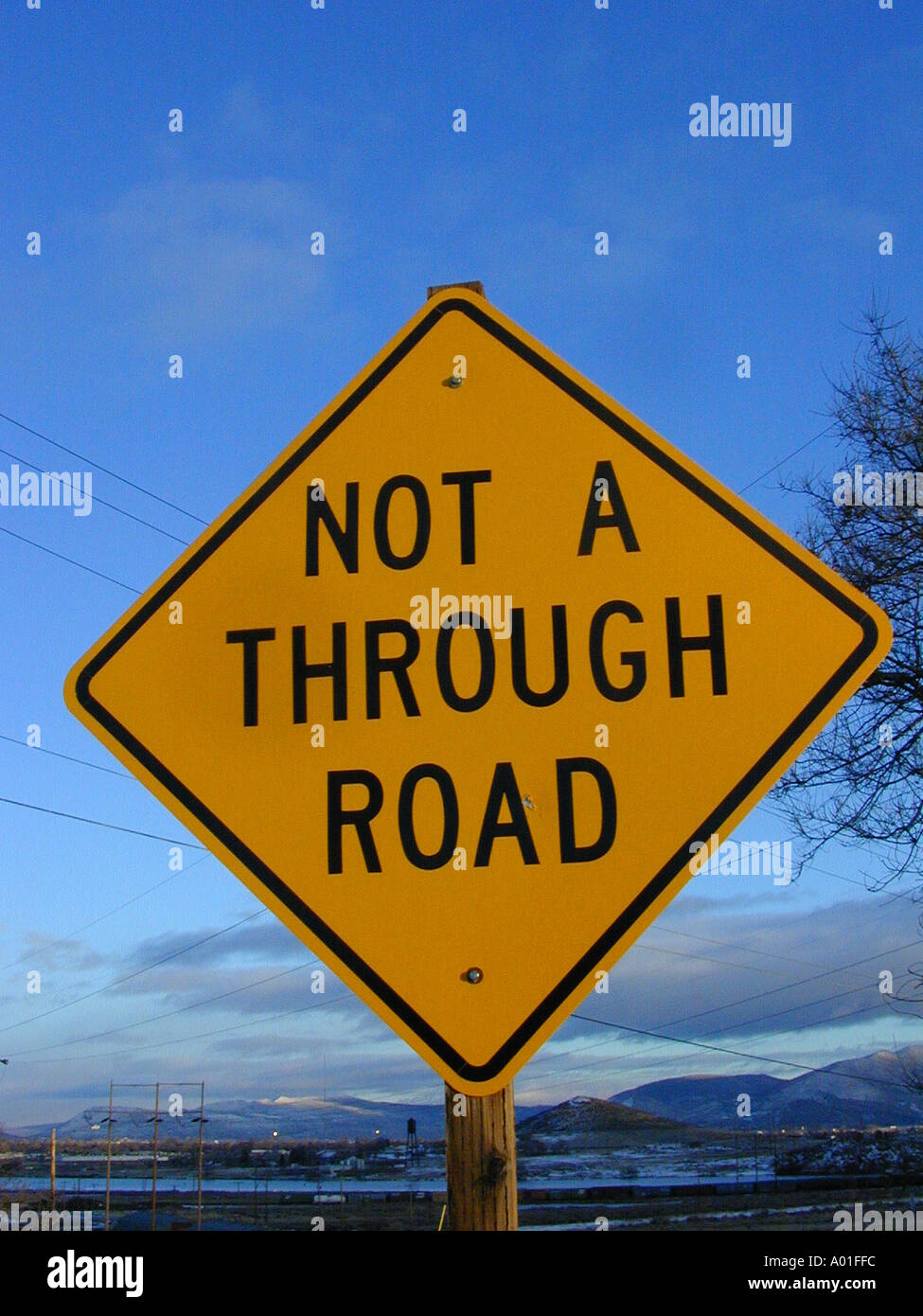 Caution sign for not a through road Digital photo by Doug Wilson Stock ...