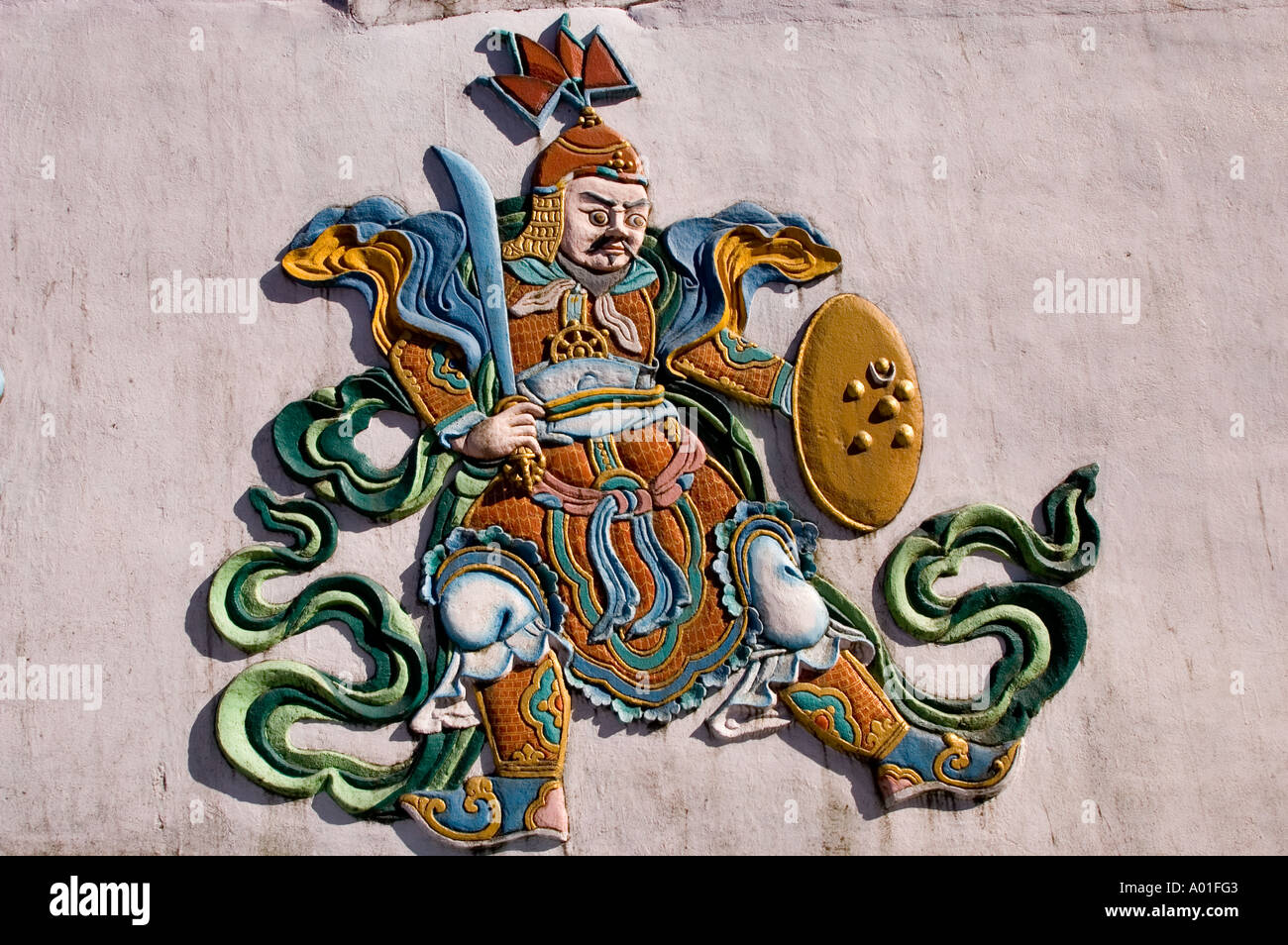 Tibetan buddhist Shambala soldier bass relief in Druk Thubten Sangag ...