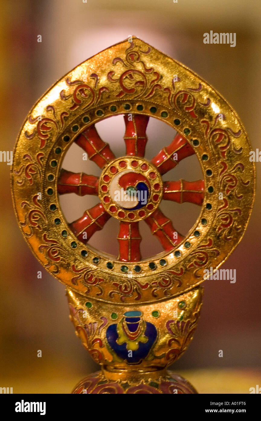 Golden Wheel Of Dharma statue Kalimpong Karmapa monastery West Bengal ...
