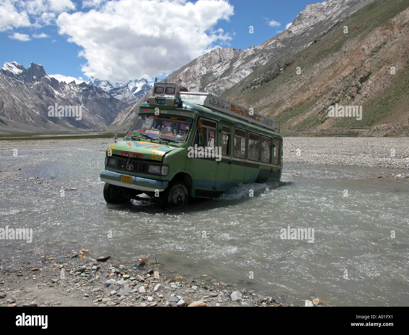 Bus stuck in the river at Rangdum, Zanskar, Ladakh, Jammu & Kashmir ...