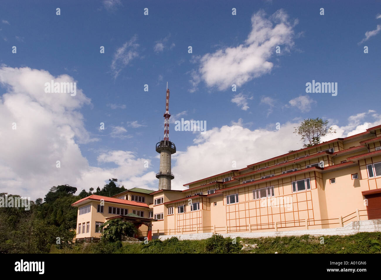 Radio and TV tower with buildings in Gangtok, Sikkim, India ...