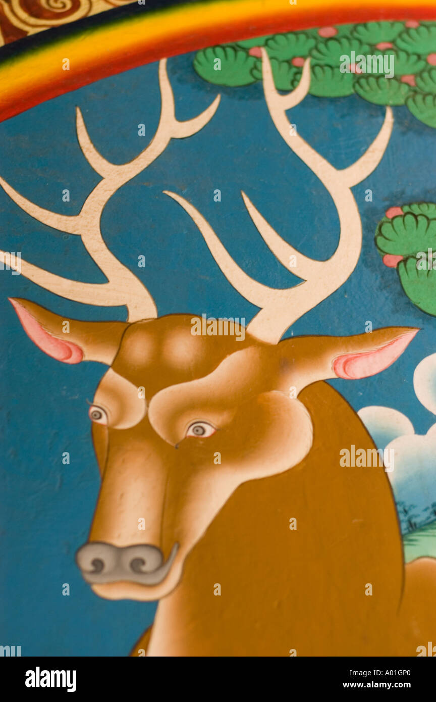Deer mural painting in Institute of Tibetan Studies Gangtok Sikkim ...