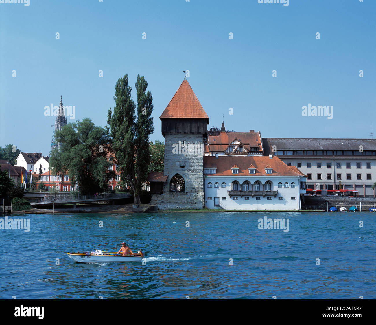 Rheintorturm an der Rheinpromenade, Stadtturm, Konstanz, Rhein ...