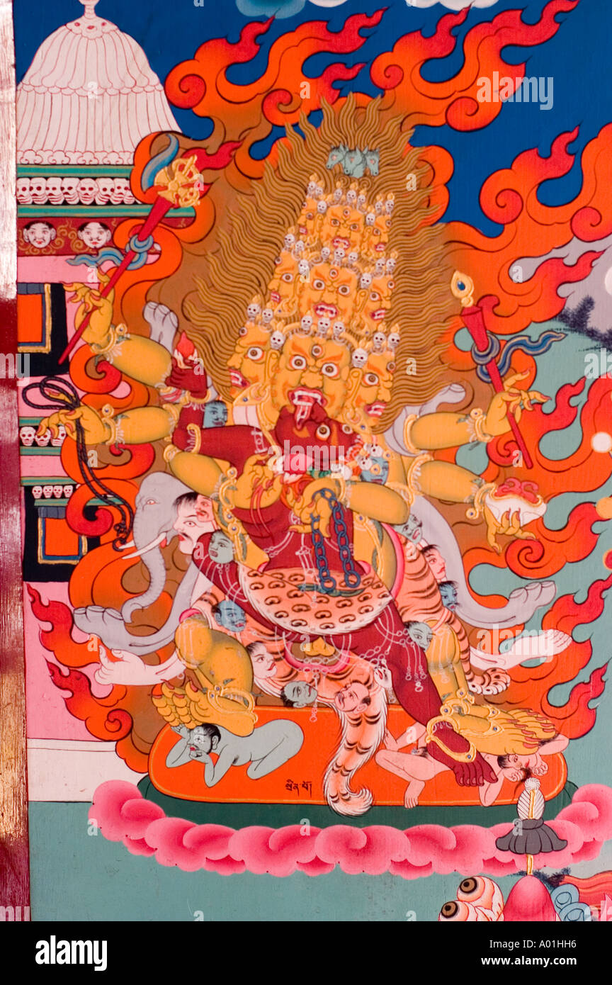 mural in TsukLaKhang buddhist Royal Monastery Gangtok Sikkim Stock ...