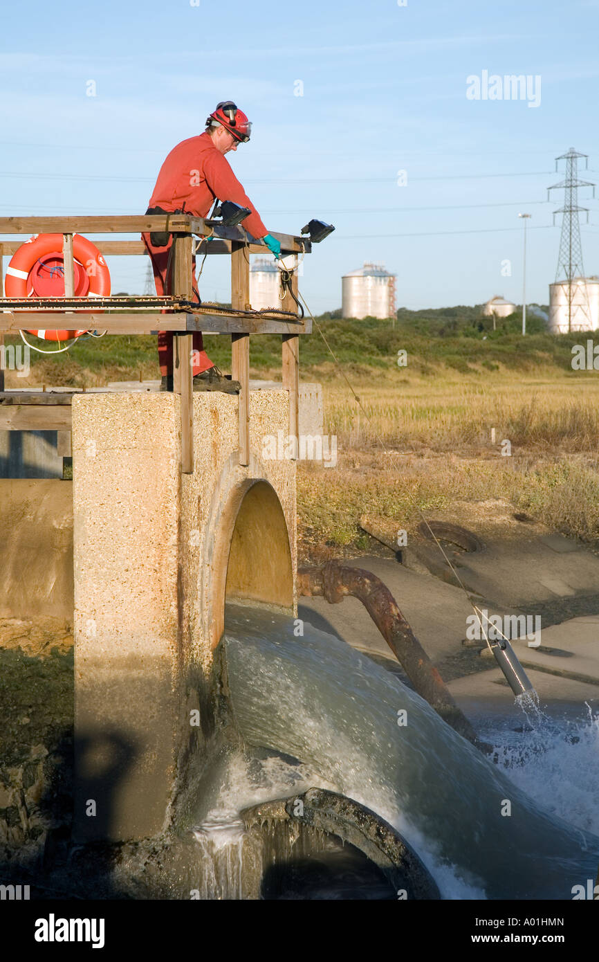 Water pouring from outfall pipe in to the sea Stock Photo - Alamy