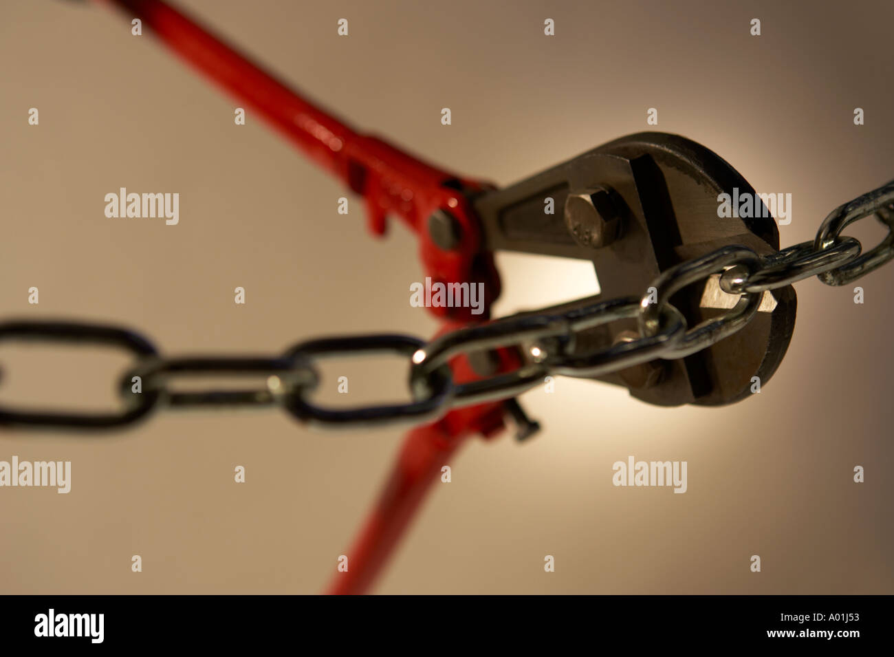Bolt cutters cutting steel chain Stock Photo - Alamy