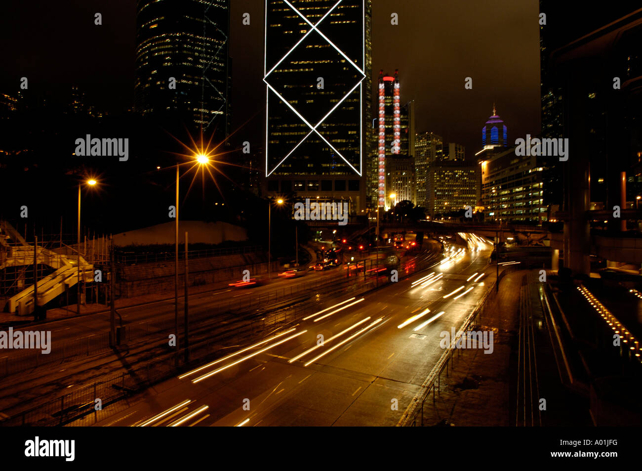 Hongkong Bank of China building by night Stock Photo - Alamy