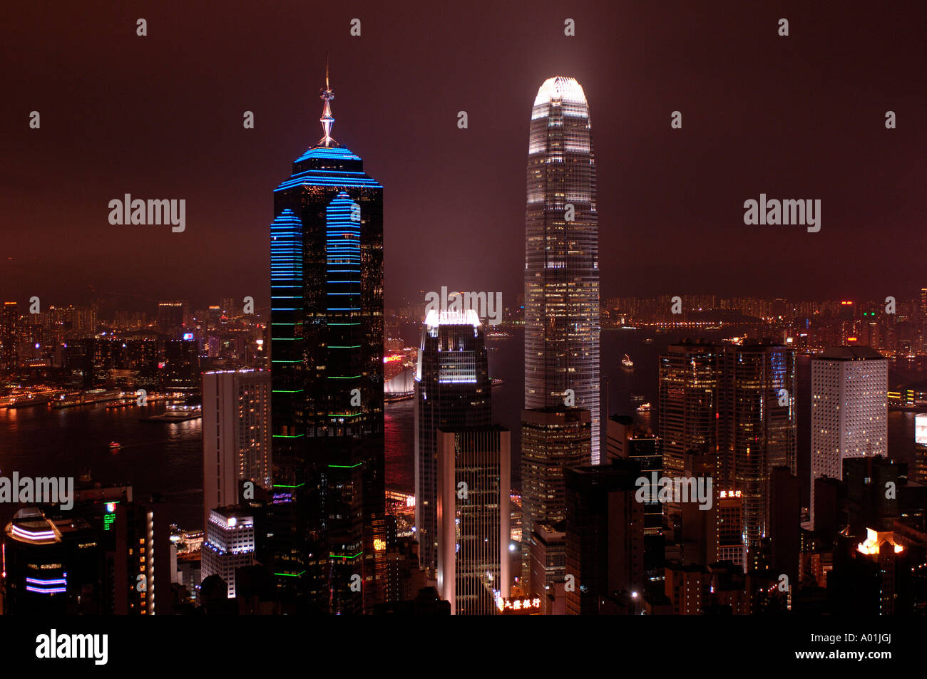 View on Hong Kong Skyline with IFC Tower and Central Plaza from 42 ...