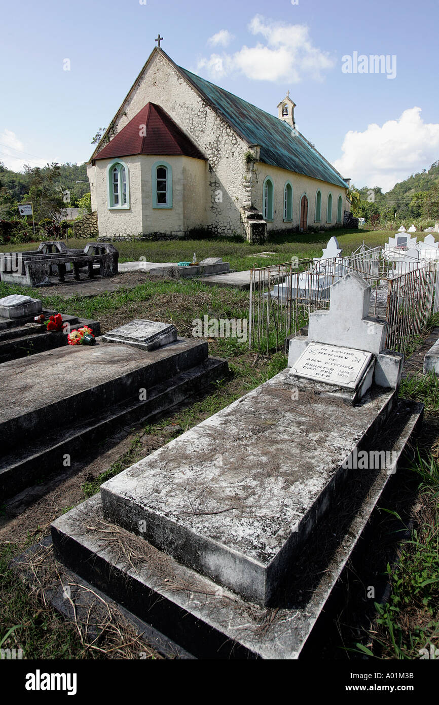 Anglican church and graveyard, Jamaica Stock Photo - Alamy