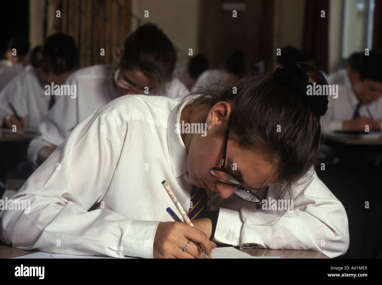 school girl sitting an exam Stock Photo - Alamy