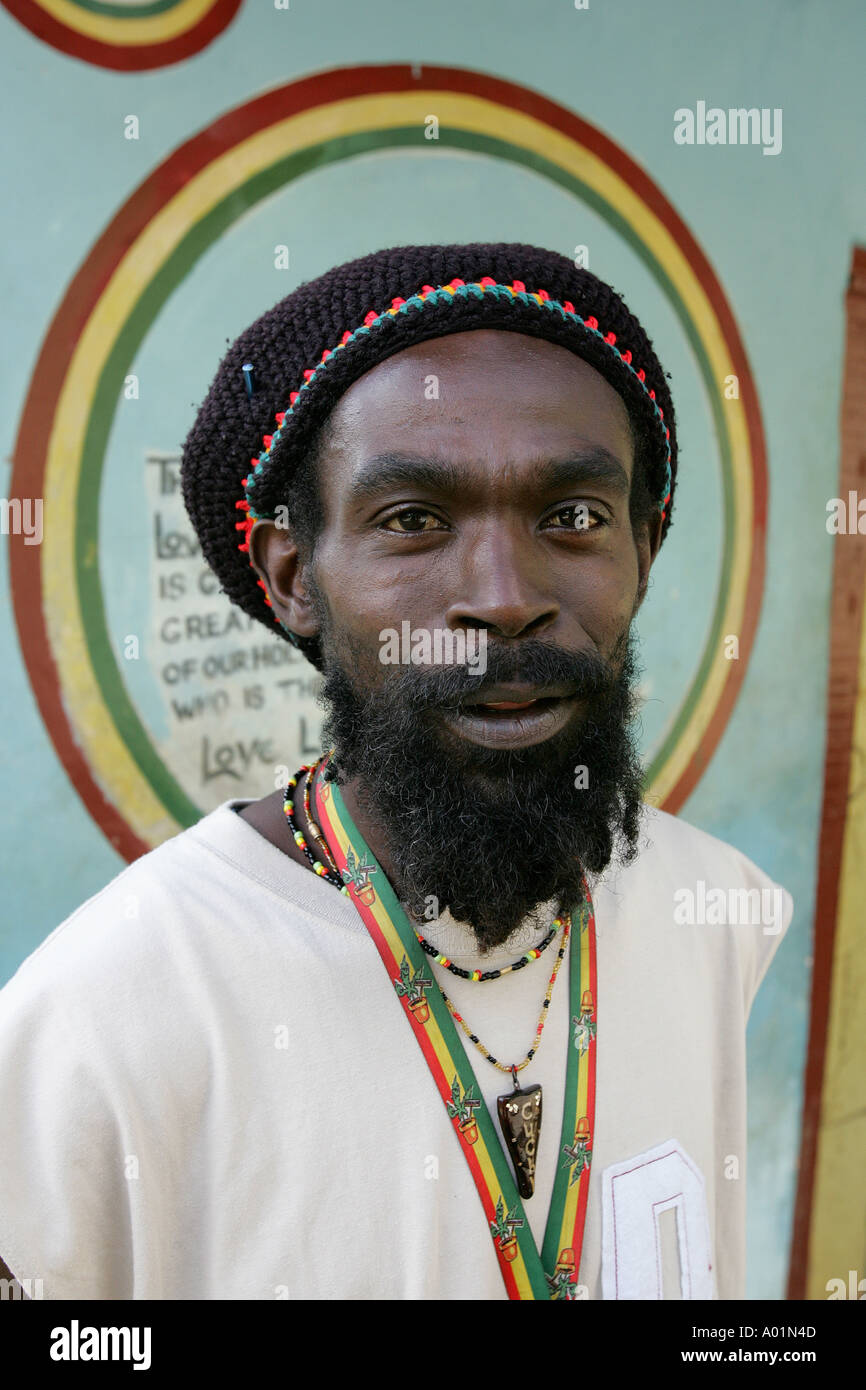Rastafarian in front of his house in a hill town, Jamaica Stock Photo ...