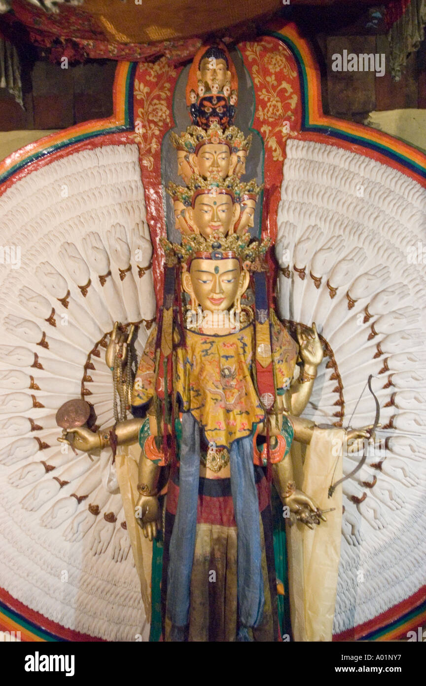 Thousand arms Chenrezig or Avalokiteshvara statue in Sankar monastery ...