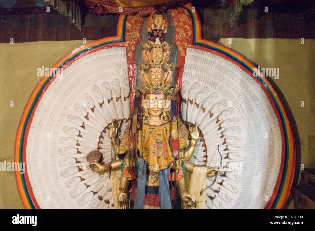 Thousand arms Chenrezig or Avalokiteshvara statue in Sankar monastery ...