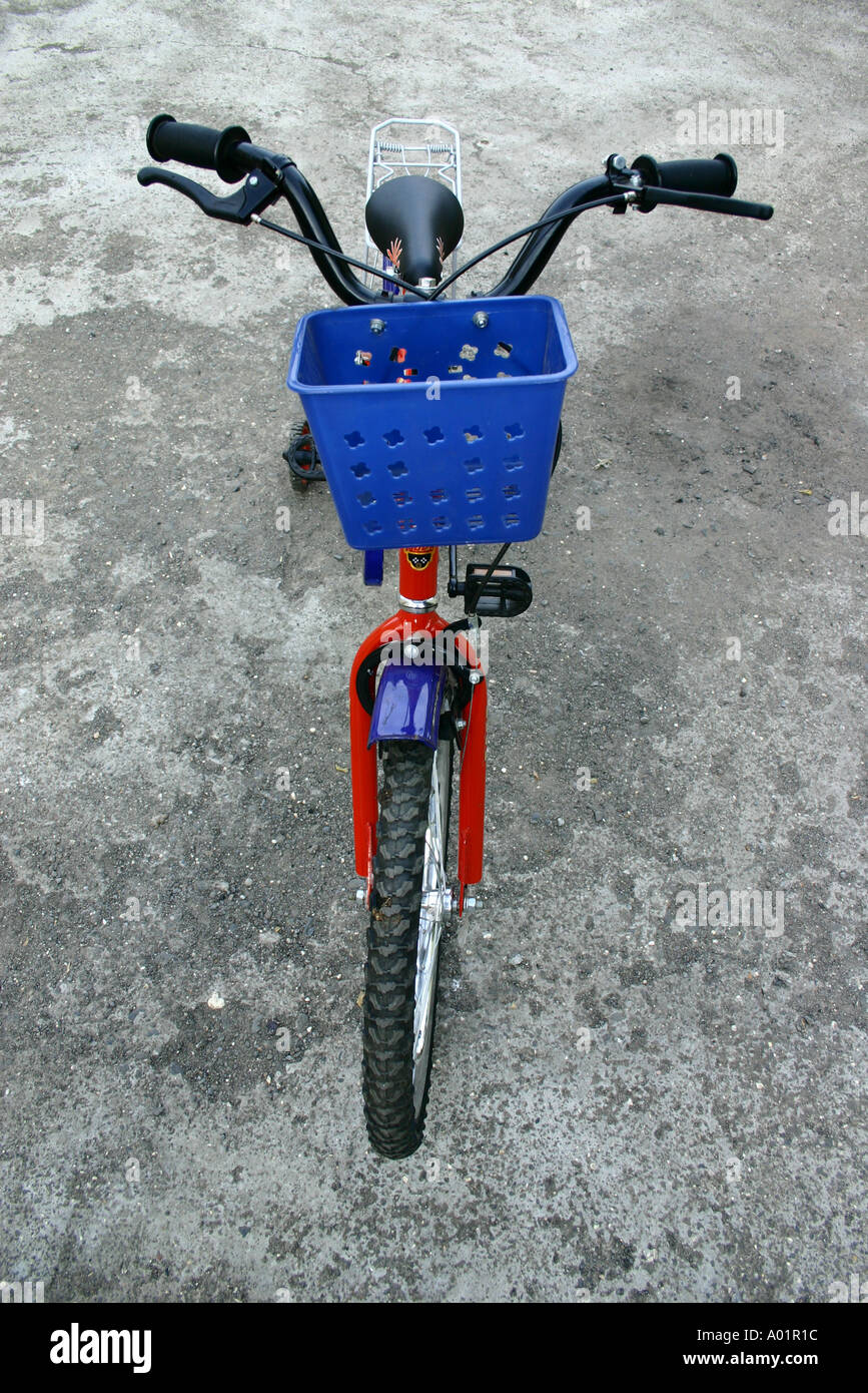 RSC0506 Small red bicycle with a blue plastic basket Bombay now Mumbai ...