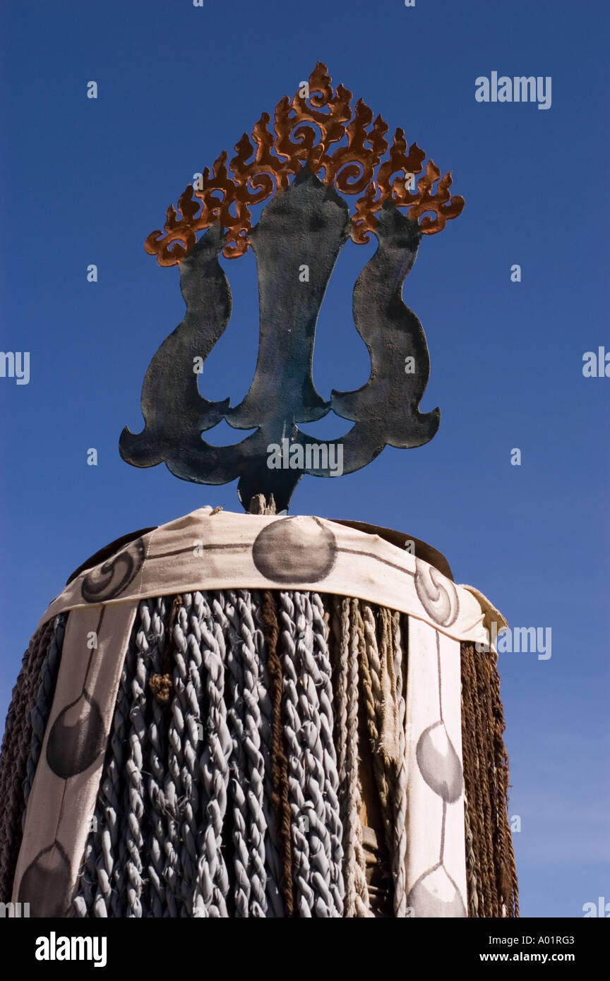 Fire trident with blue sky in Sankar monastery Leh Ladakh Jammu Kashmir ...