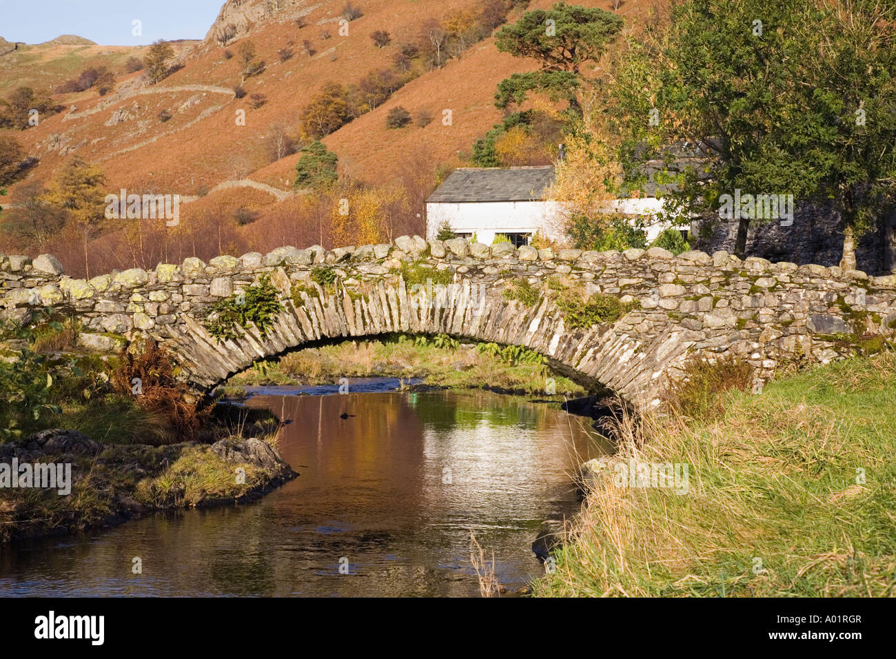 Bridge over the watendlath beck english lake district hi-res stock ...