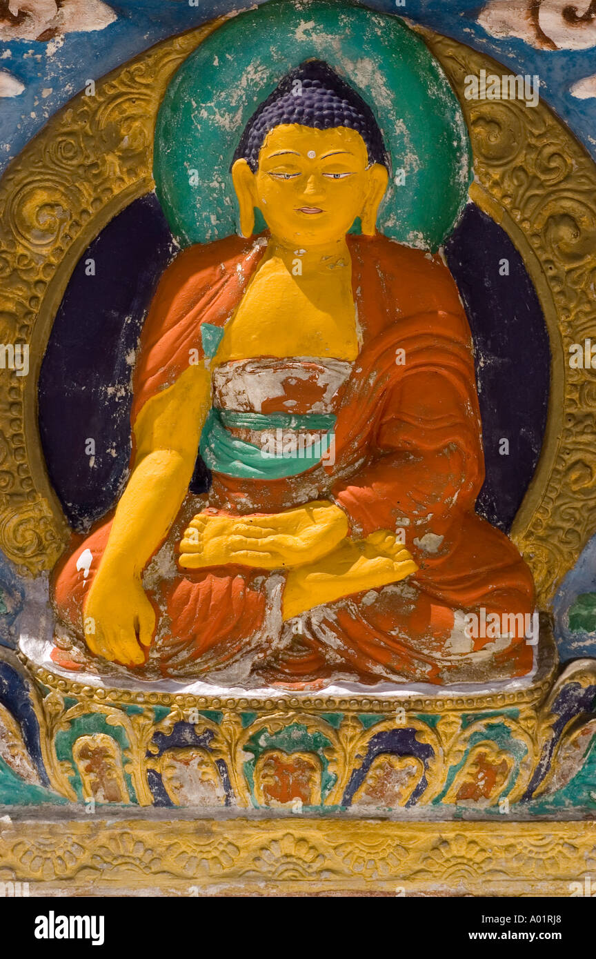 Buddha bas relief meditating under Bodhi tree at Shanti Stupa Peace ...