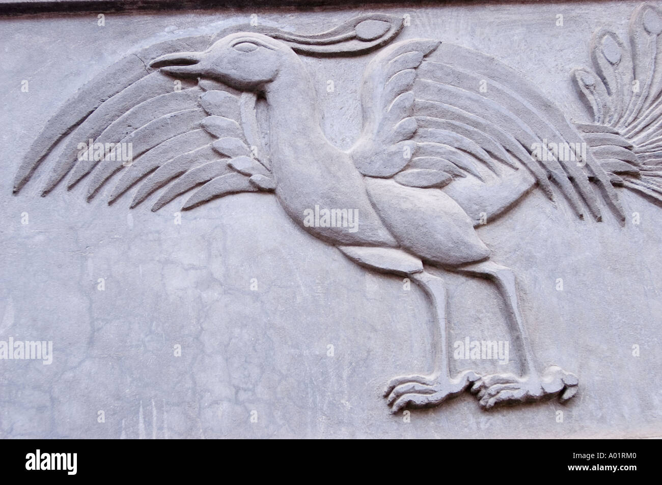 Mystic bird stupa bas relief in Leh town Ladakh India Stock Photo - Alamy