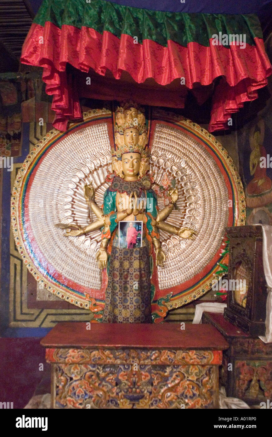 Thousand arms Chenrezig or Avalokiteshvara statue in Sankar monastery ...