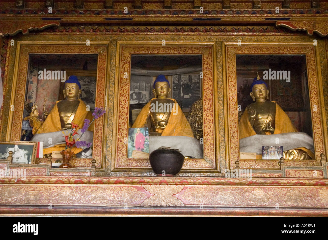 Three statues of Past Present and Future Buddhas in Sankar monastery ...
