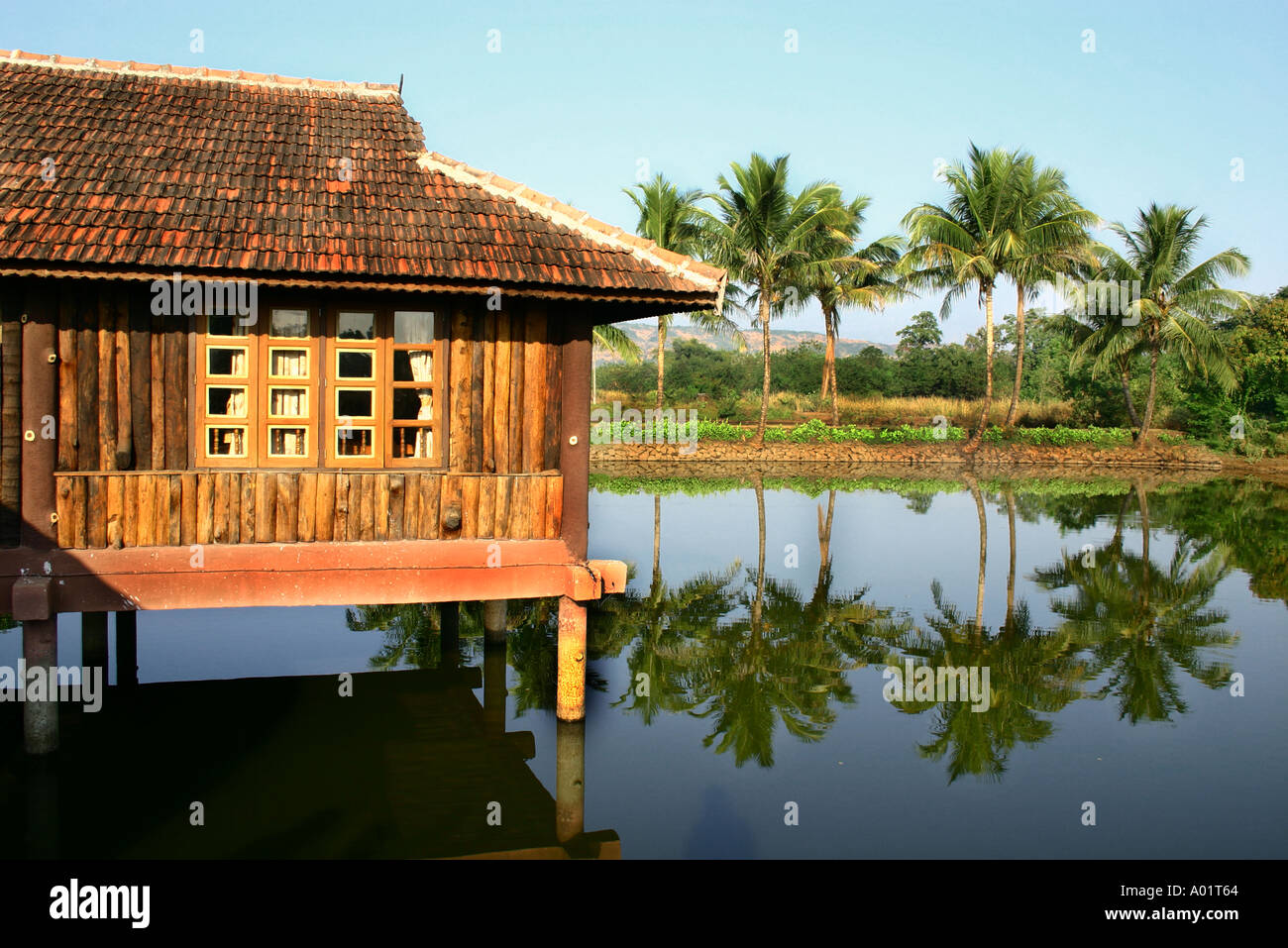 Wooden pond house Stock Photo - Alamy