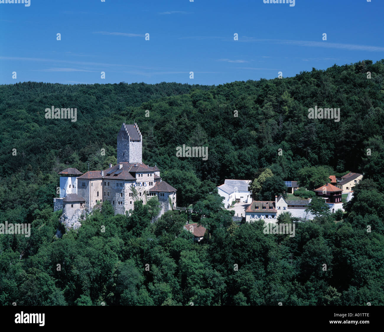 Burg Kipfenberg in einer Waldlandschaft gelegen, Kipfenberg, Naturpark ...