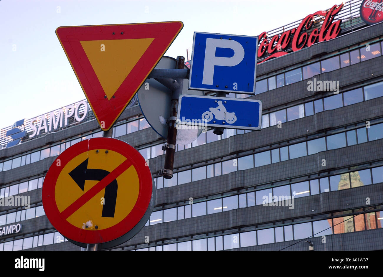 Road signs in Helsinki Finland Stock Photo - Alamy