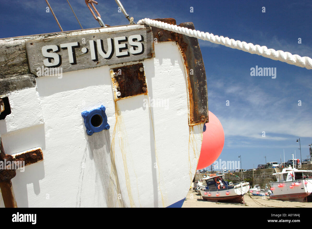 Fishing Boat at St. Ives Stock Photo - Alamy