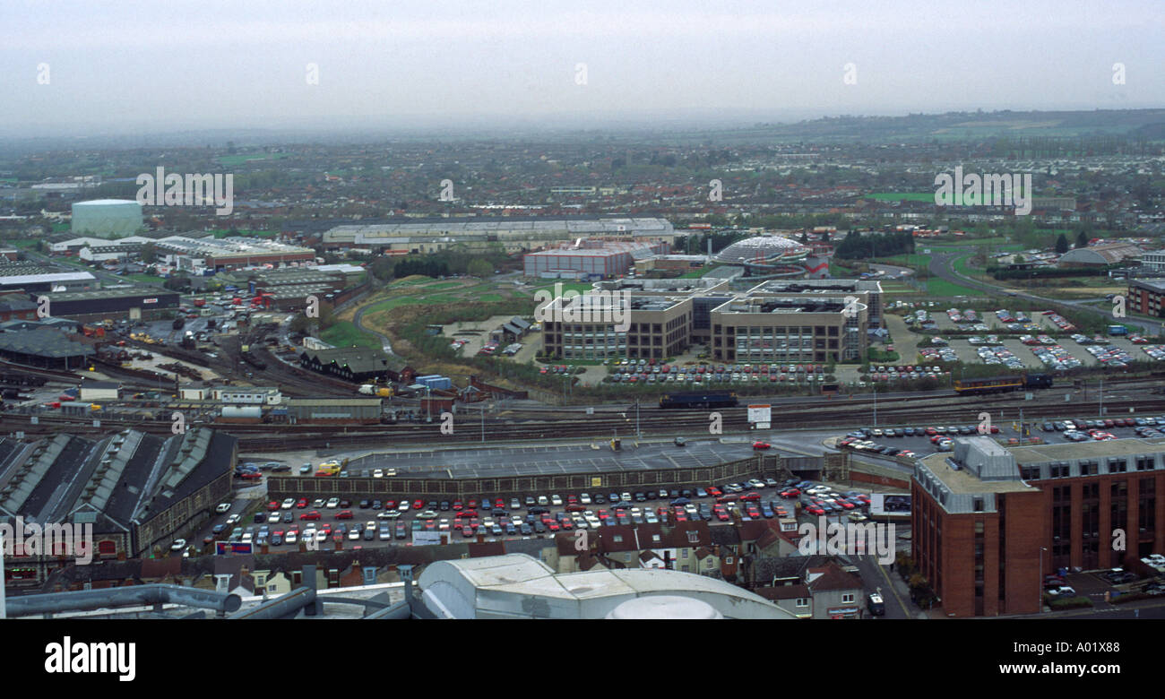 View over central Swindon England late 1980s Stock Photo - Alamy