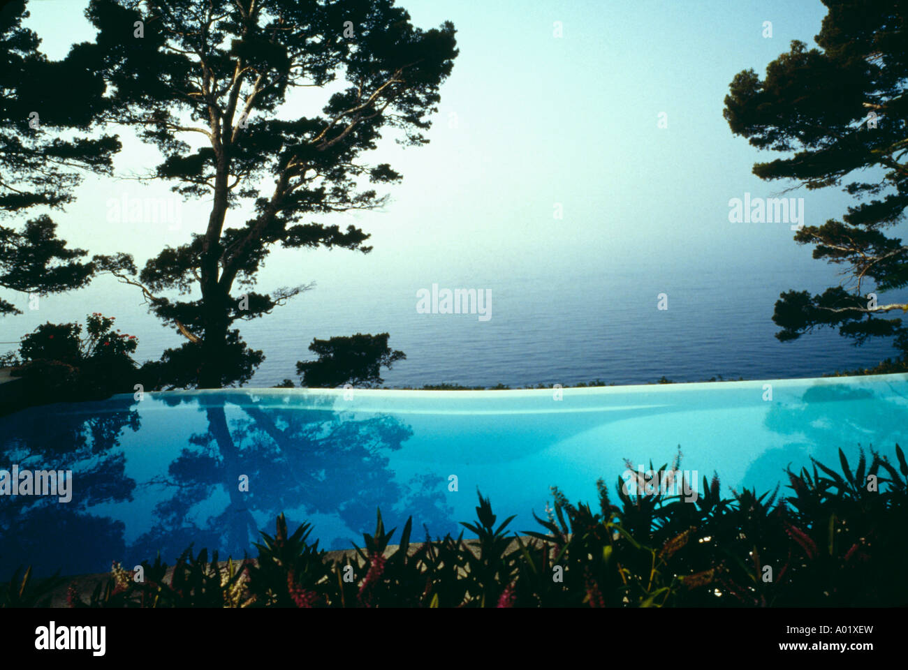 Turquoise infinity pool on the Italian coast Stock Photo - Alamy