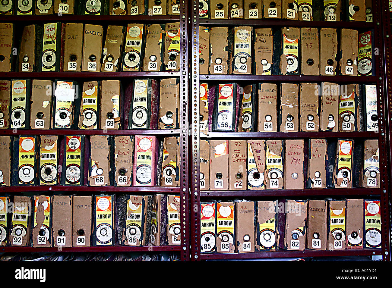 Rows of box files in a reference library Ahmedabad Gujarat India Stock ...
