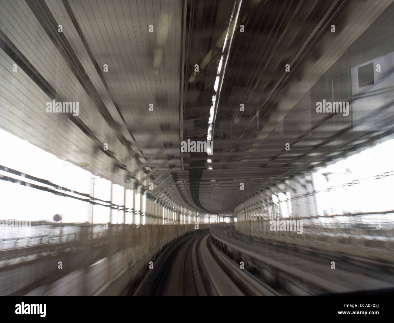 Monorail Train (Yurikamome Line) crossing Rainbow Bridge. Tokyo Japan ...
