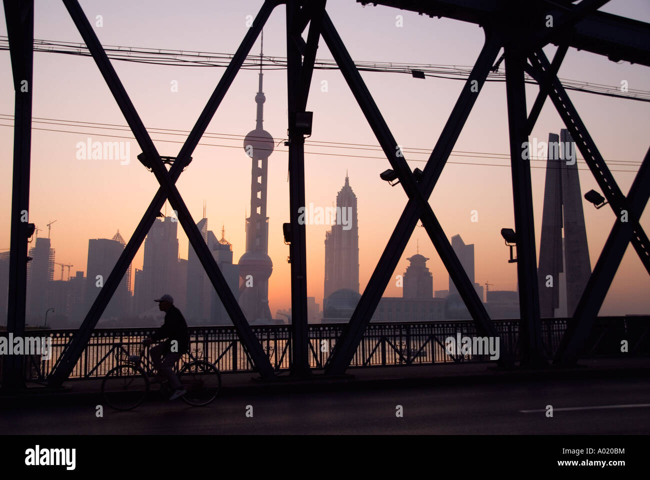 Old chinese city with pudong skyline hi-res stock photography and ...