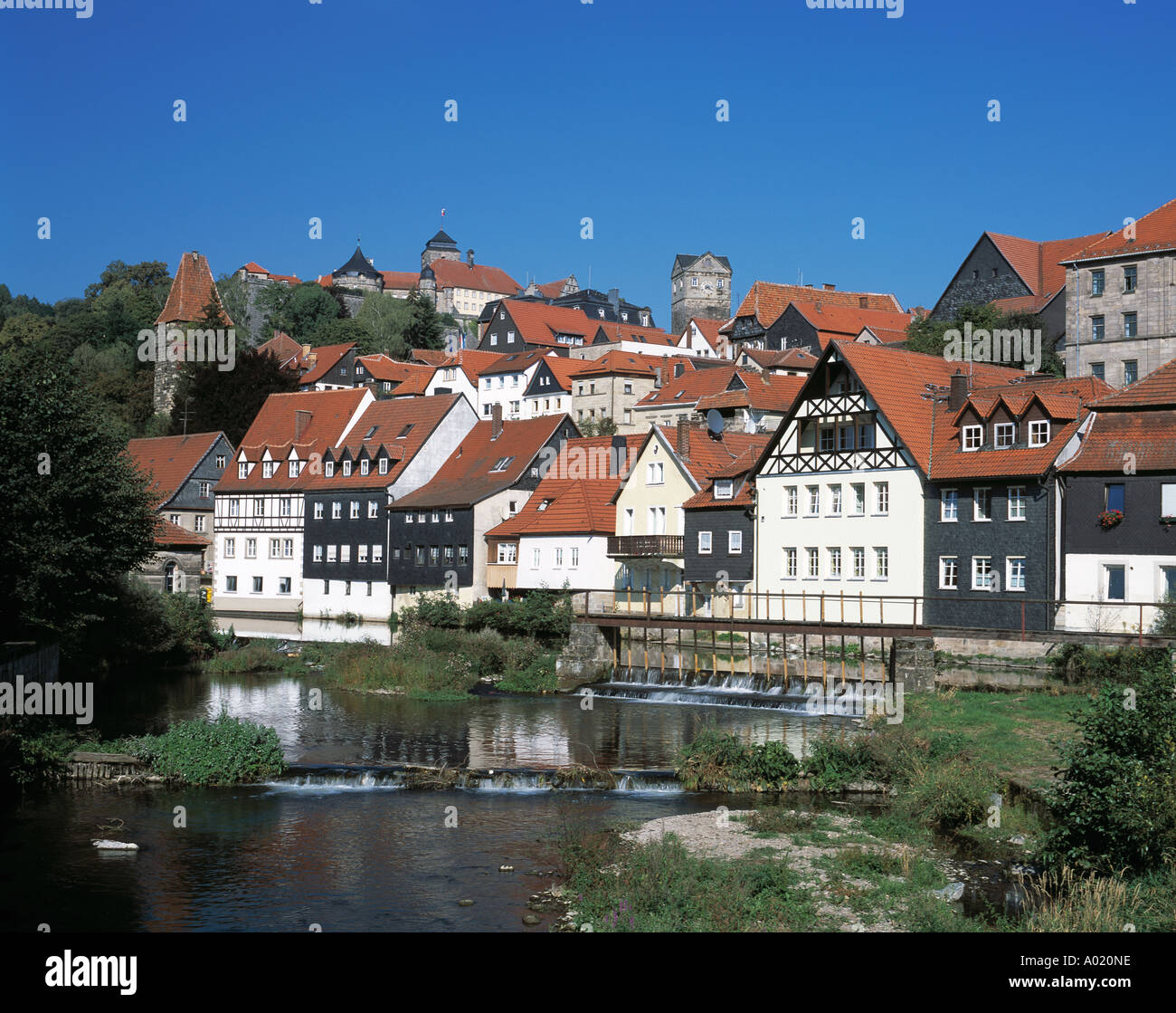 Cityscape with river hasslach and fortress rosenberg hi-res stock ...