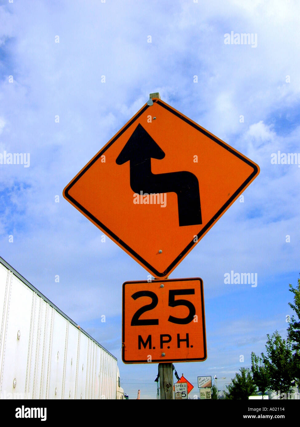 Traffic sign indicating curves in road Digital photo by Doug Wilson ...