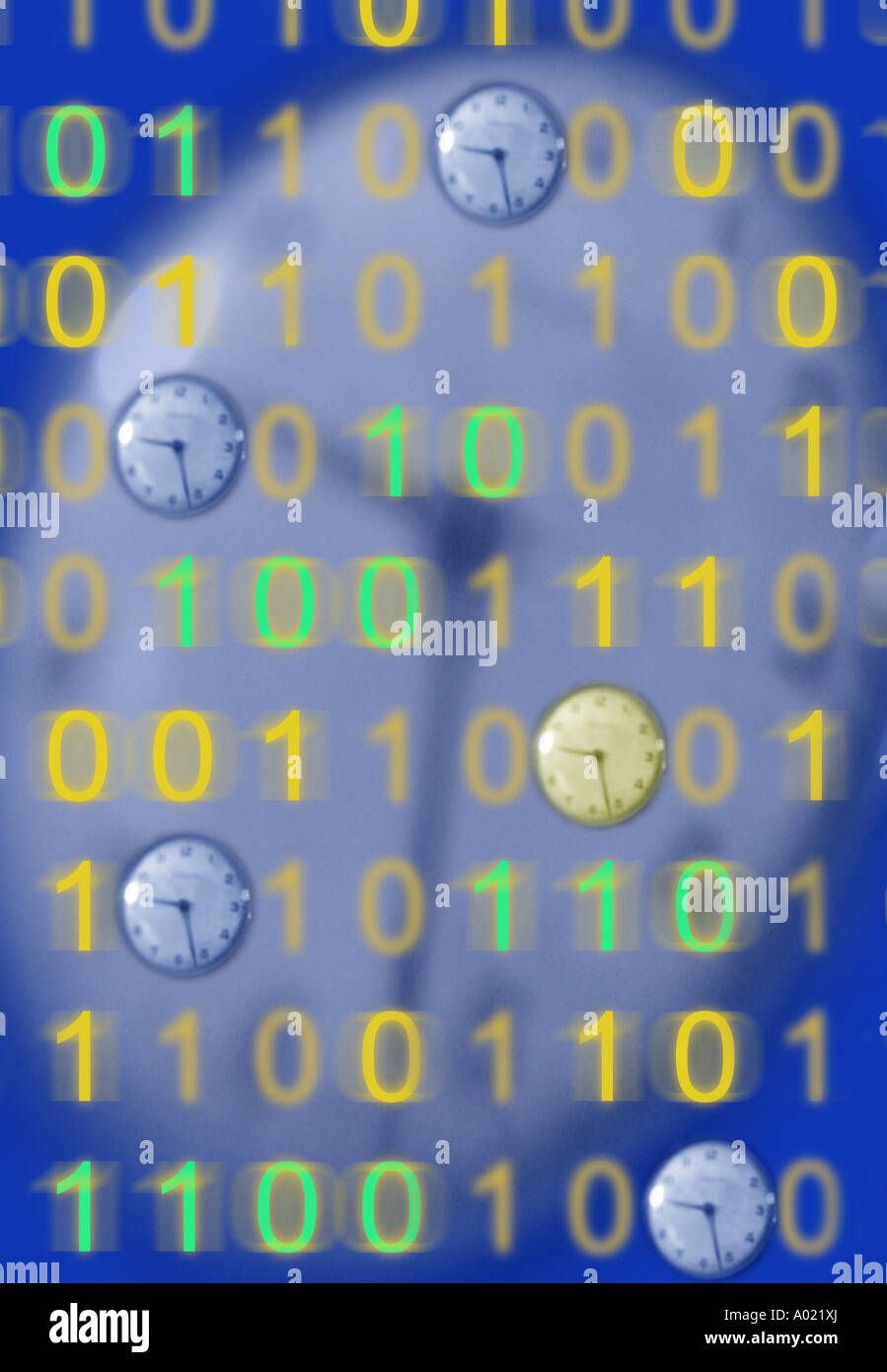 Digital graphics about time and binay code Stock Photo - Alamy