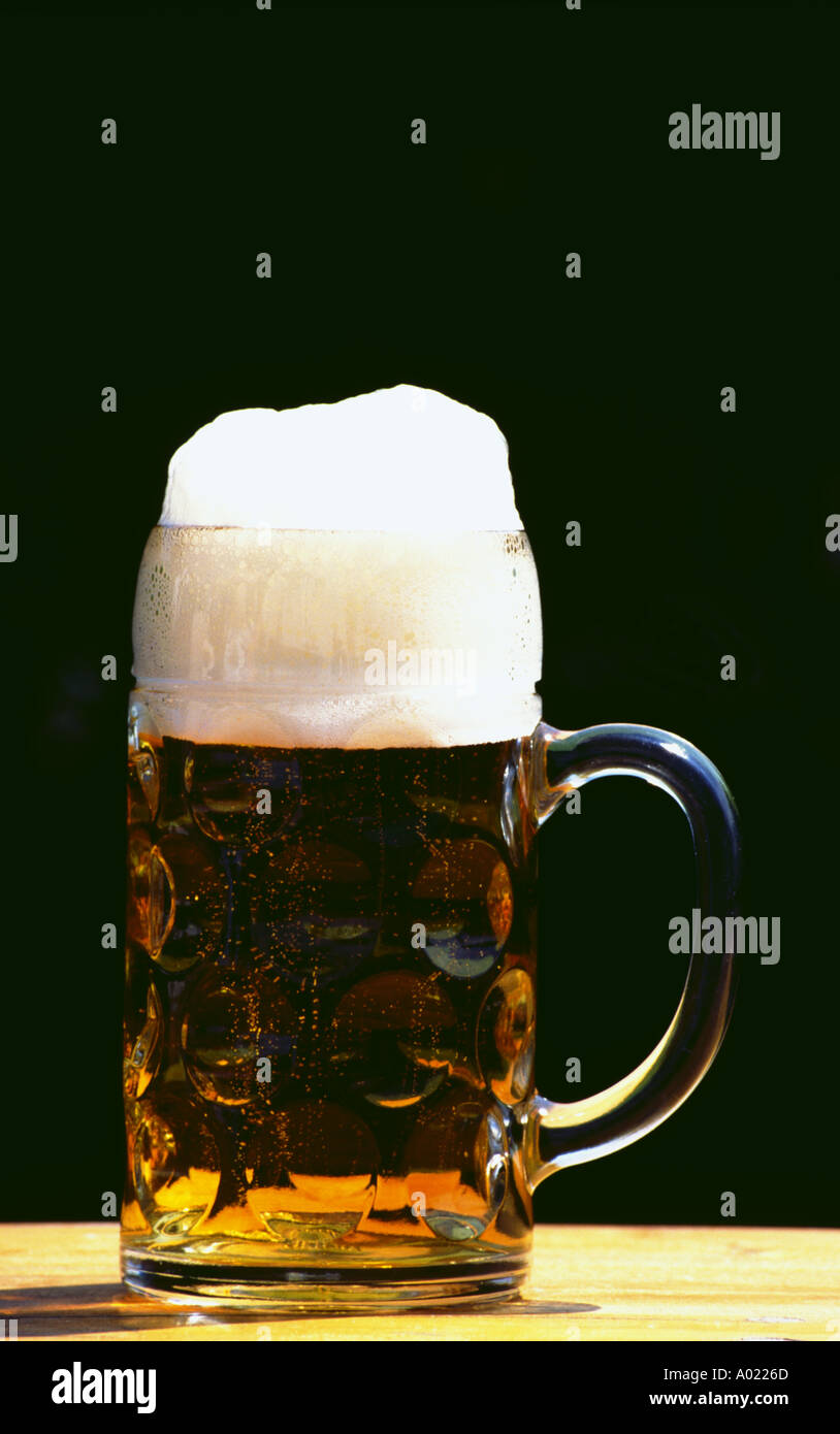 beer beer mug head of froth bavarian beer bavaria Stock Photo - Alamy
