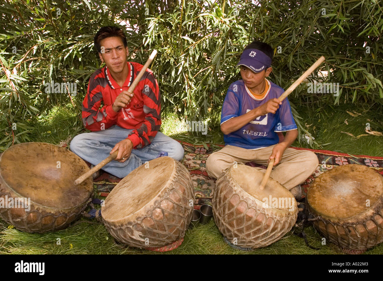 Ladakhi male traditional drum players Leh Ladakh India Stock Photo - Alamy