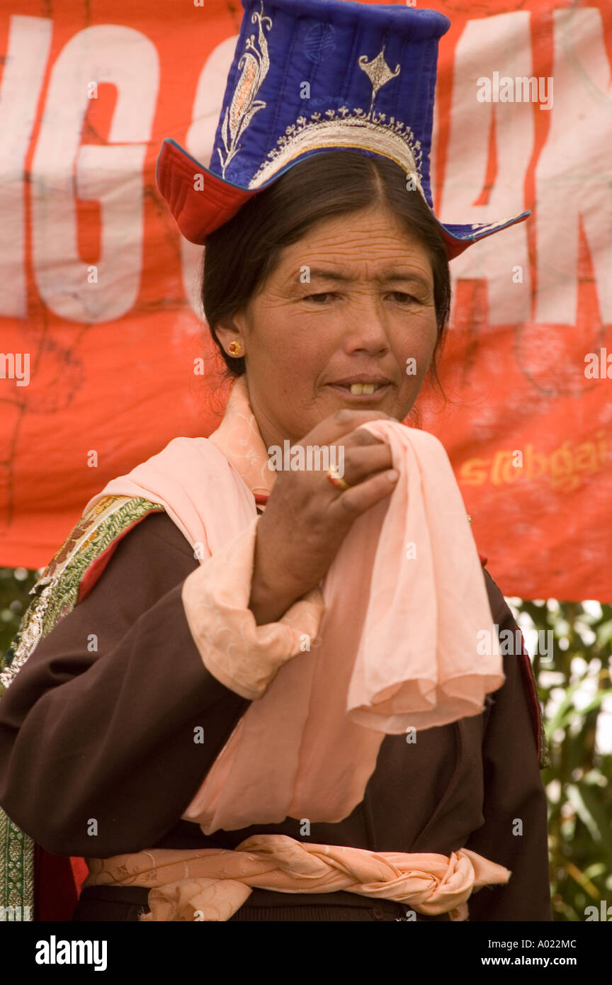 Ladakhi women in traditional dress and hats Women Alliance Festival Leh ...