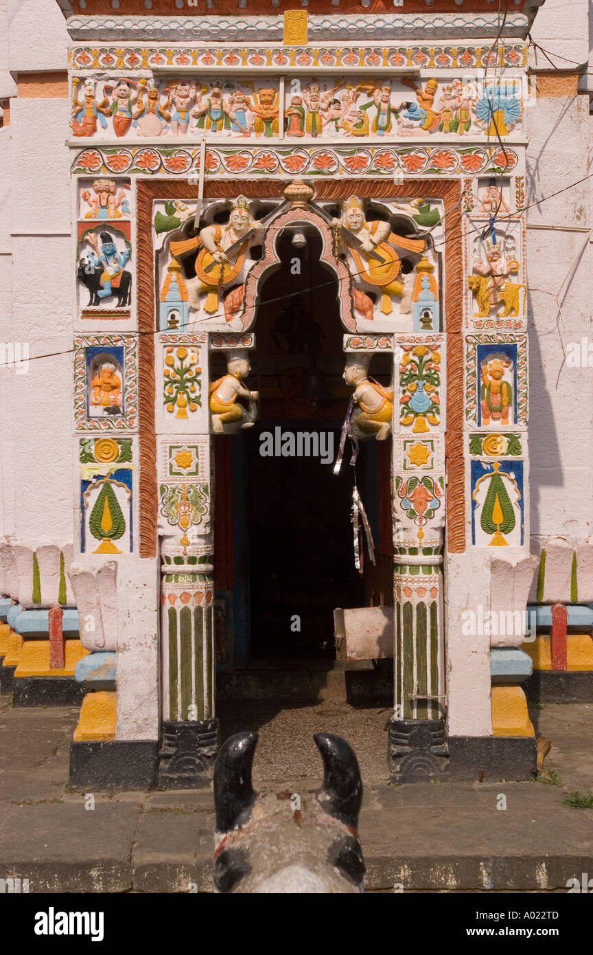 Entrance to Hindu Shiva temple in Rewalsar holy lake near Mandi ...